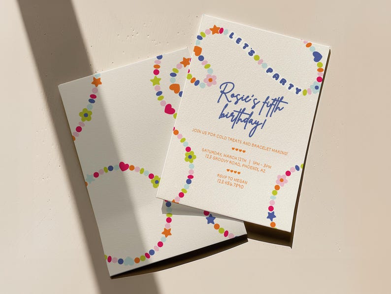 Editable Friendship Bracelet Birthday Invite for Girls | Birthday Era ...