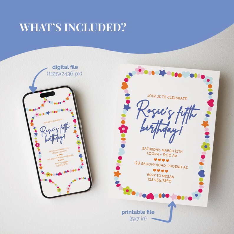 Editable Friendship Bracelet Birthday Invite for Girls | Birthday Era ...