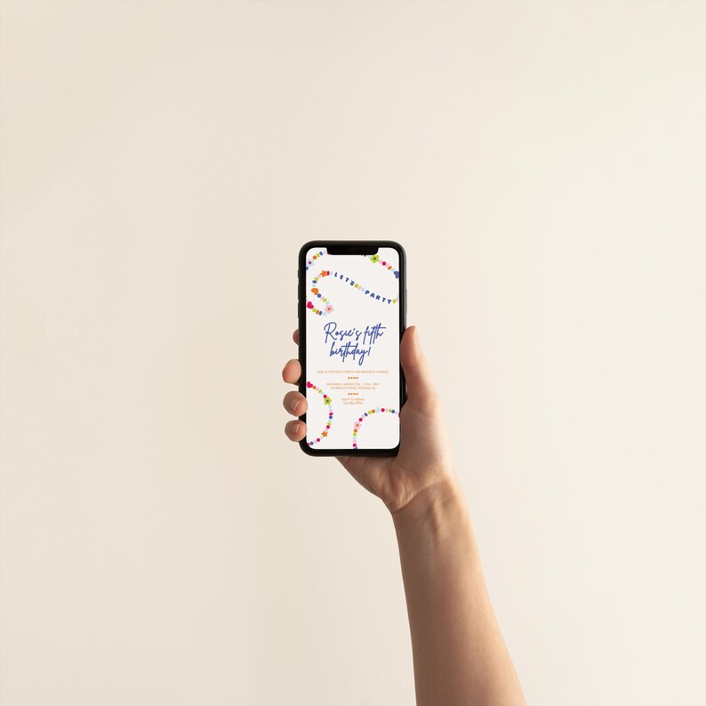 Editable Friendship Bracelet Birthday Invite for Girls | Birthday Era ...