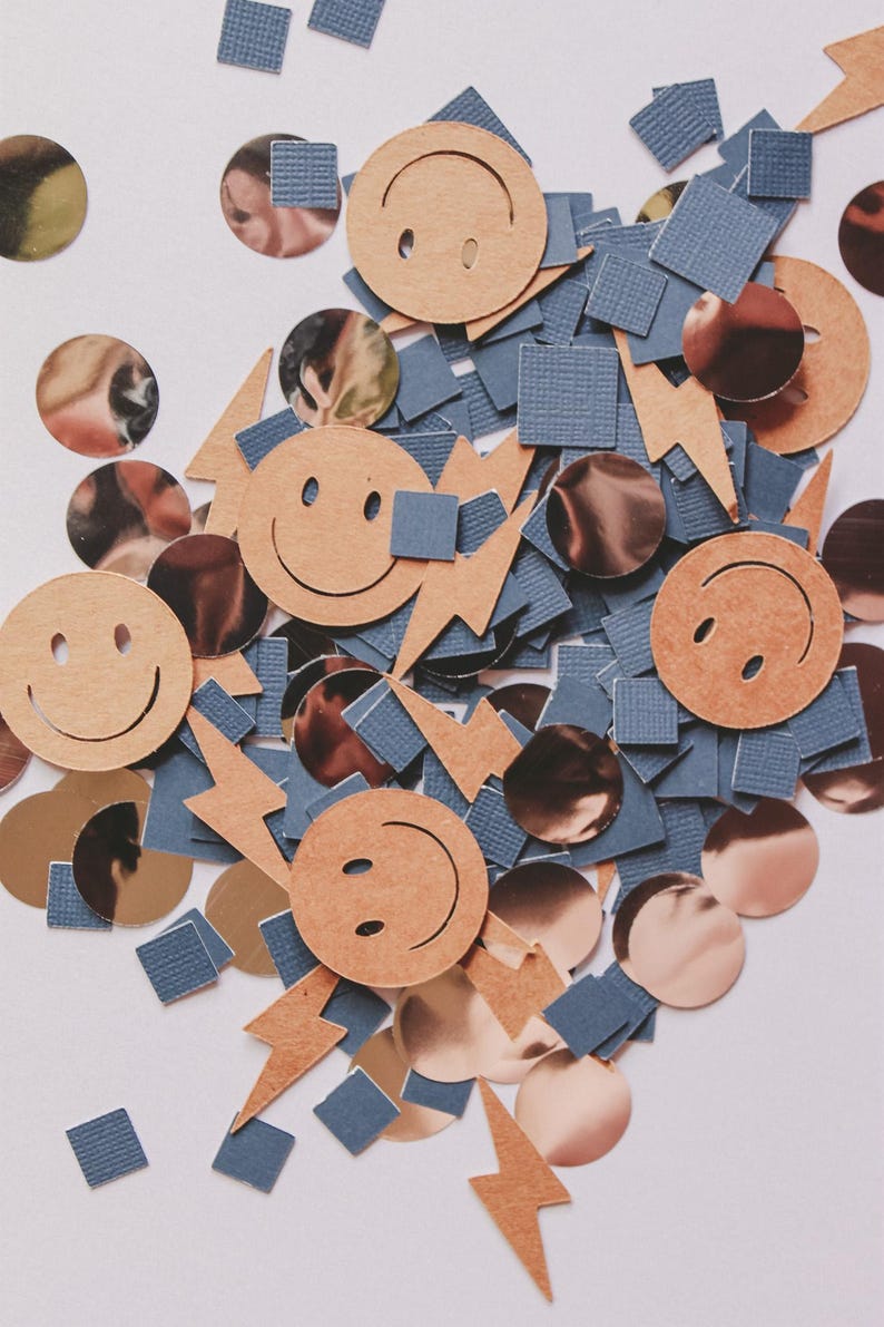 Confetti Smiley Party Decor for Blue Smiley 'oh Boy' Baby Shower or ...