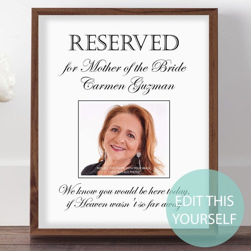Editable Reserved for the Father of the Bride Printable. - Etsy