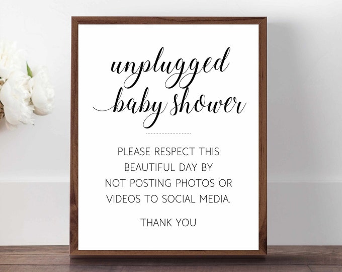 Unplugged Baby Shower Sign - No Posting to Social Media - No Instagram ...