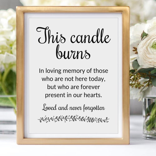 This Candle Burns Wedding Memorial Sign Memorial Candle Sign - Etsy