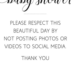 Unplugged Baby Shower Sign No Posting to Social Media No Instagram No ...