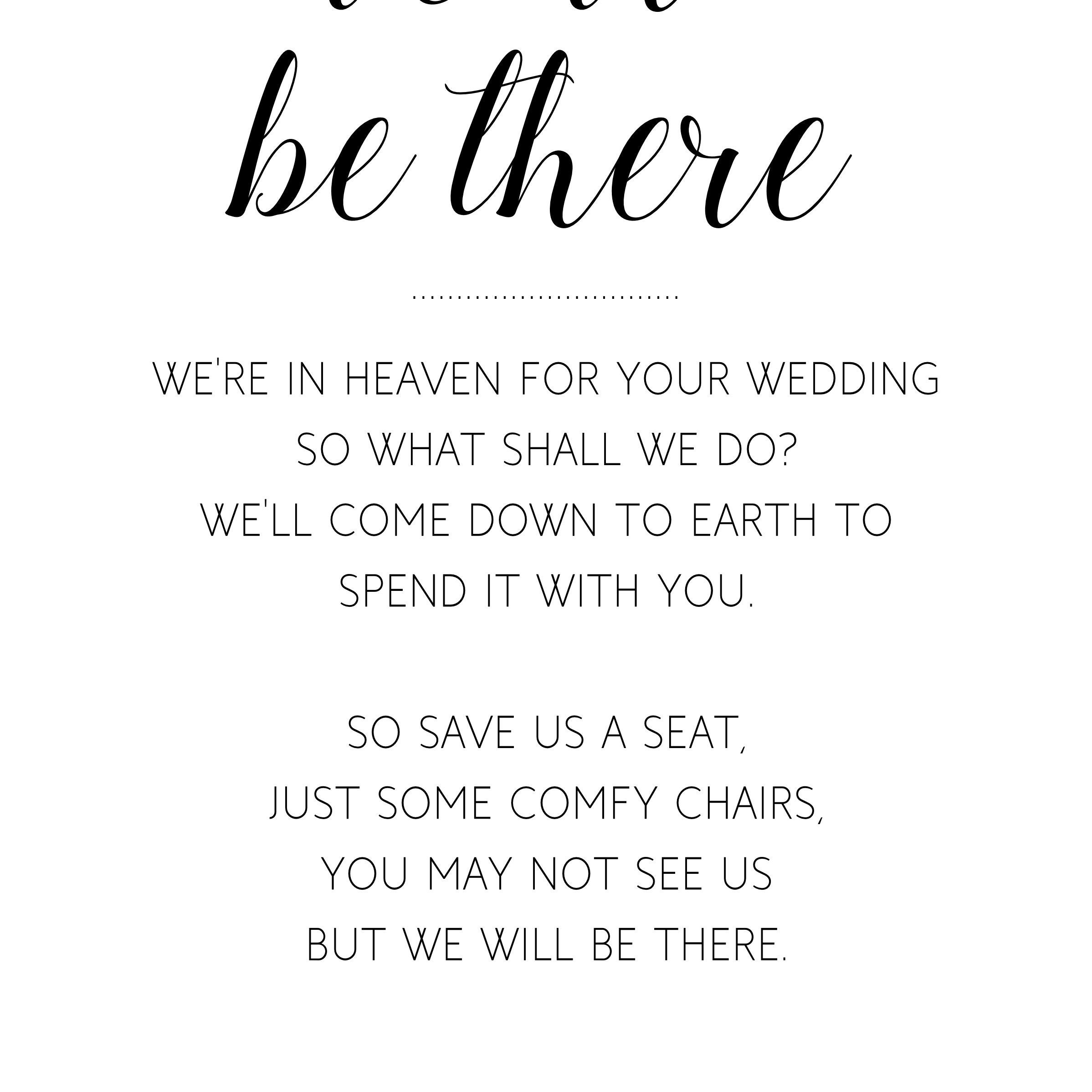 We Will Be There Memorial Wedding Printable Sign Save Us A - Etsy