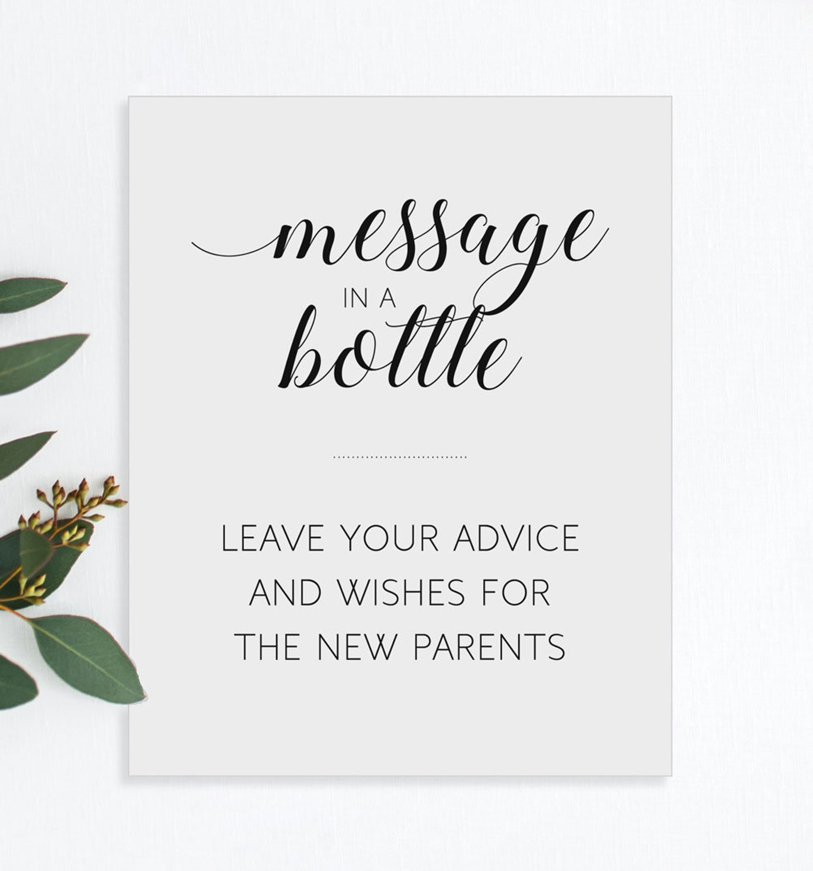Message In A Bottle Printable Baby Shower Sign New Parents | Etsy