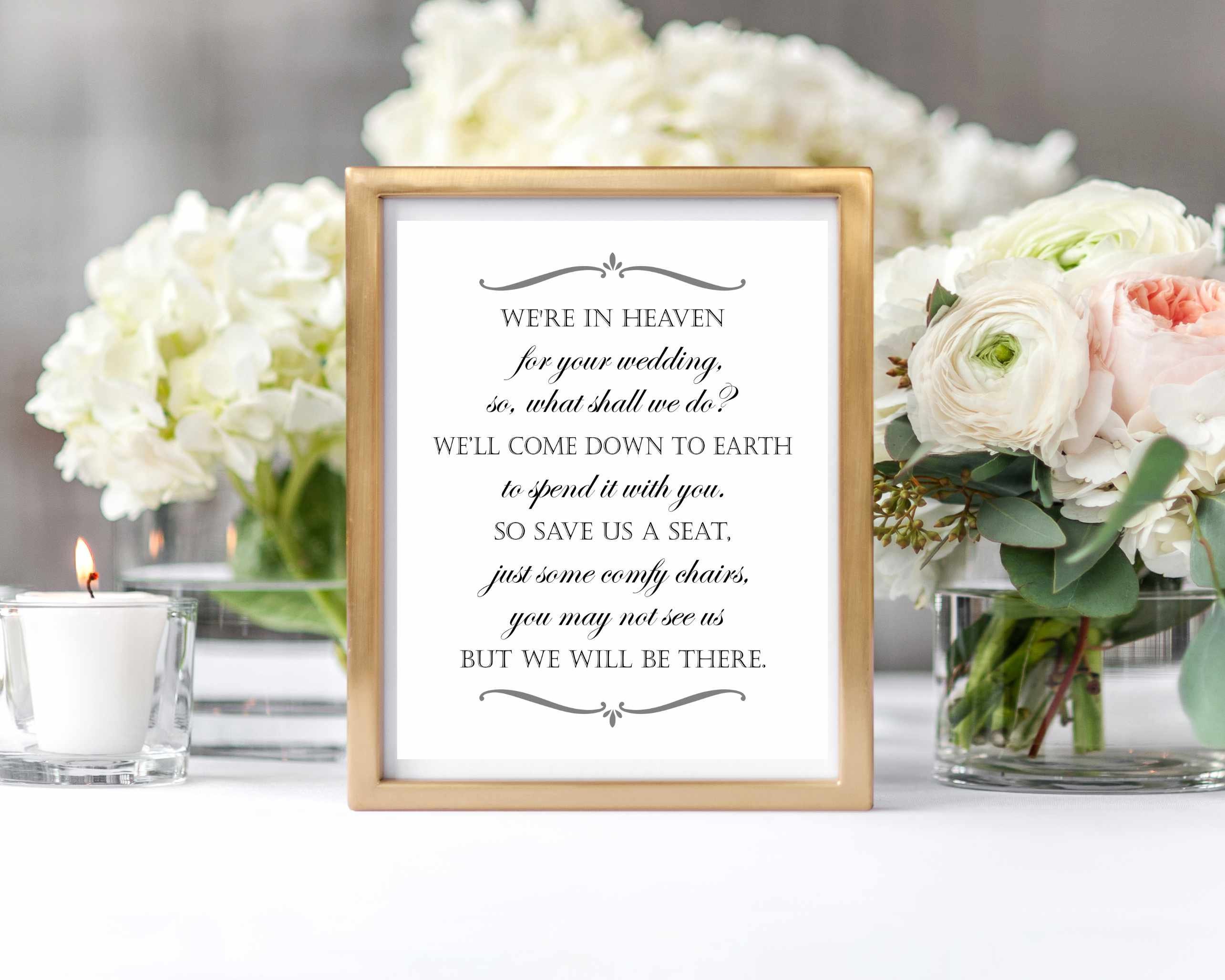 We're in Heaven for Your Wedding Wedding Memorial Poem - Etsy Canada