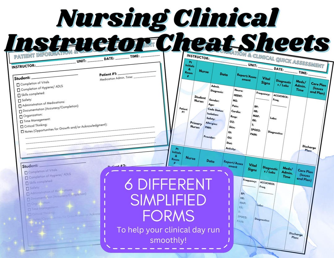 Nursing Clinical Instructor Cheat Sheets - Etsy