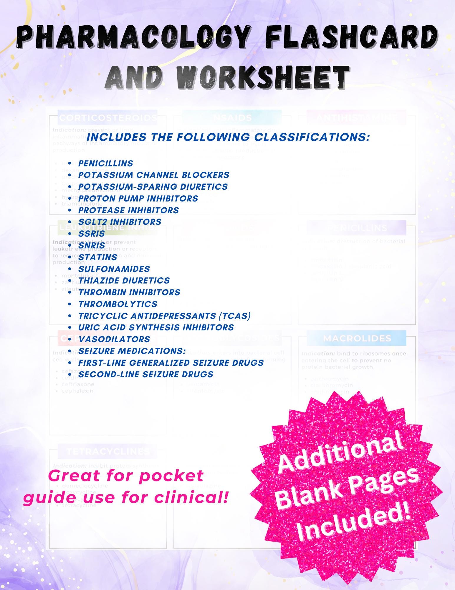 Pharmacology Cheat Sheet and Worksheet - Etsy