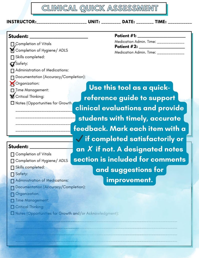 Nursing Clinical Instructor Cheat Sheets - Etsy