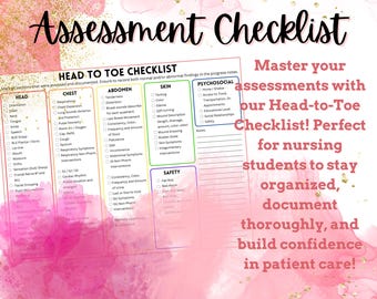 Nursing Assessment Checklist, Head-to-toe Assessment, RN, LPN/LVN ...