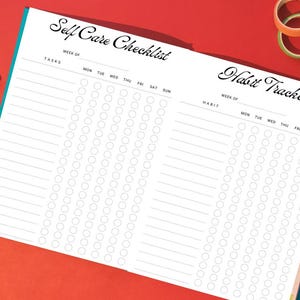 Self Care Checklist, Daily Habit Tracker, Monthly Habit Routine Tracker ...