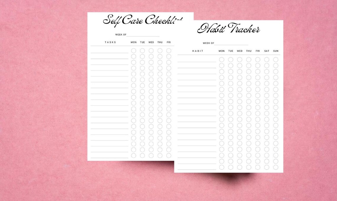 Self Care Checklist, Daily Habit Tracker, Monthly Habit Routine Tracker ...