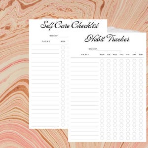 Self Care Checklist, Daily Habit Tracker, Monthly Habit Routine Tracker ...