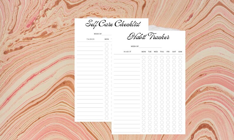 Self Care Checklist, Daily Habit Tracker, Monthly Habit Routine Tracker ...