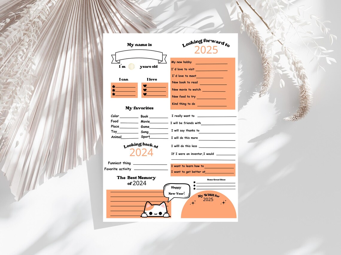 2025 Kids New Years Resolution Printable, New Years Resolution ...