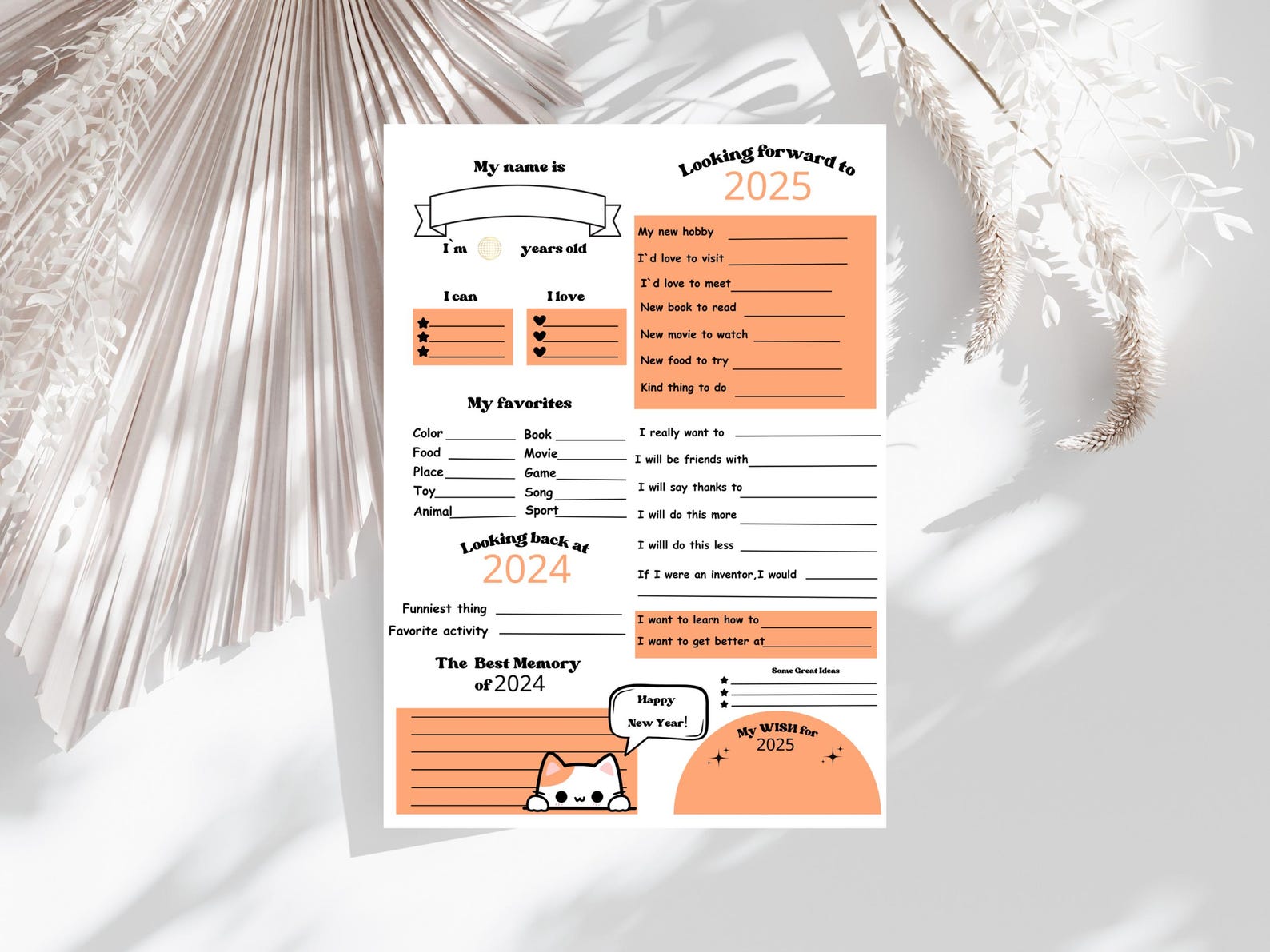 2025 Kids New Years Resolution Printable, New Years Resolution ...