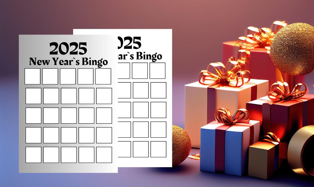 2025 New Year’s Bingo Card, Vision Board Printable, 2025 Bingo Card ...