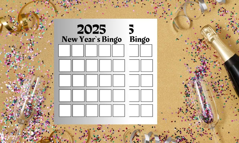 2025 New Year’s Bingo Card, Vision Board Printable, 2025 Bingo Card ...