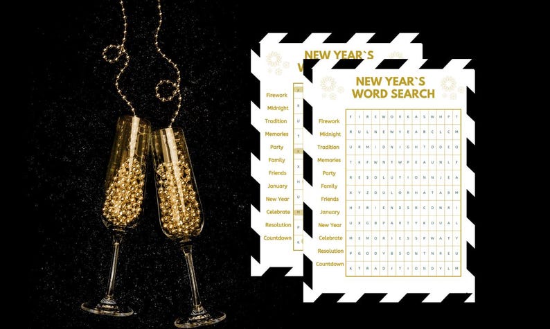 2025 New Years Word Search Game, Kid New Years Activity, New Year Game ...