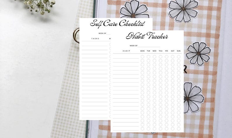 Self Care Checklist, Daily Habit Tracker, Monthly Habit Routine Tracker ...