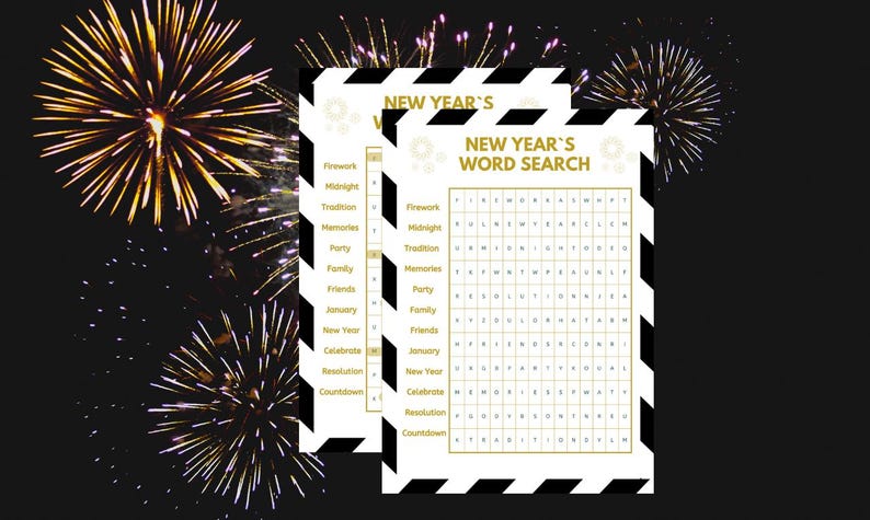 2025 New Years Word Search Game, Kid New Years Activity, New Year Game ...