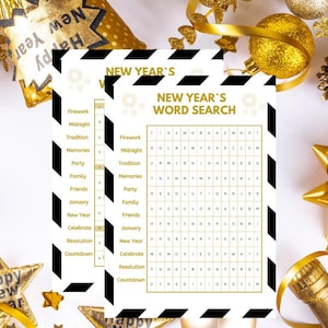 2025 New Years Word Search Game, Kid New Years Activity, New Year Game ...