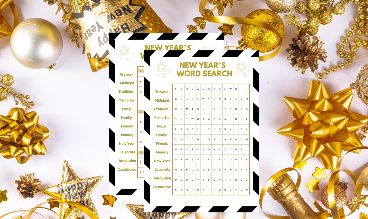 2025 New Years Word Search Game, Kid New Years Activity, New Year Game ...