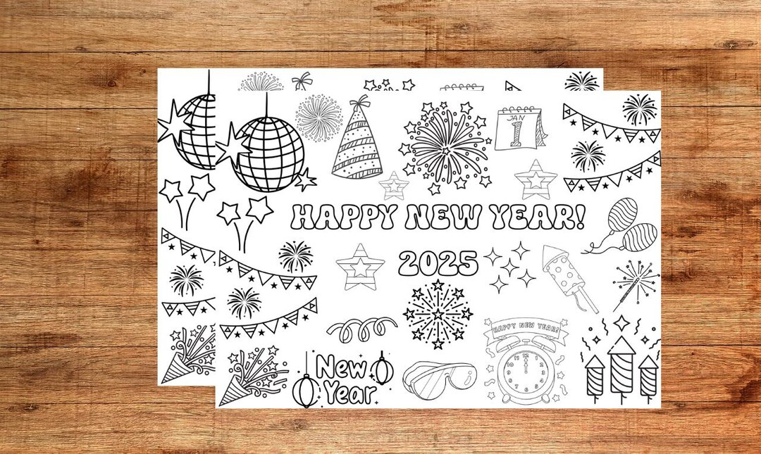 Happy New Year 2025 Coloring Page for Kids, 2025 New Years Coloring ...