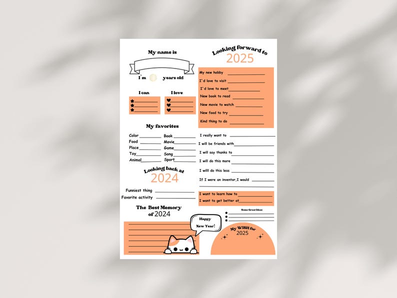 2025 Kids New Years Resolution Printable, New Years Resolution ...