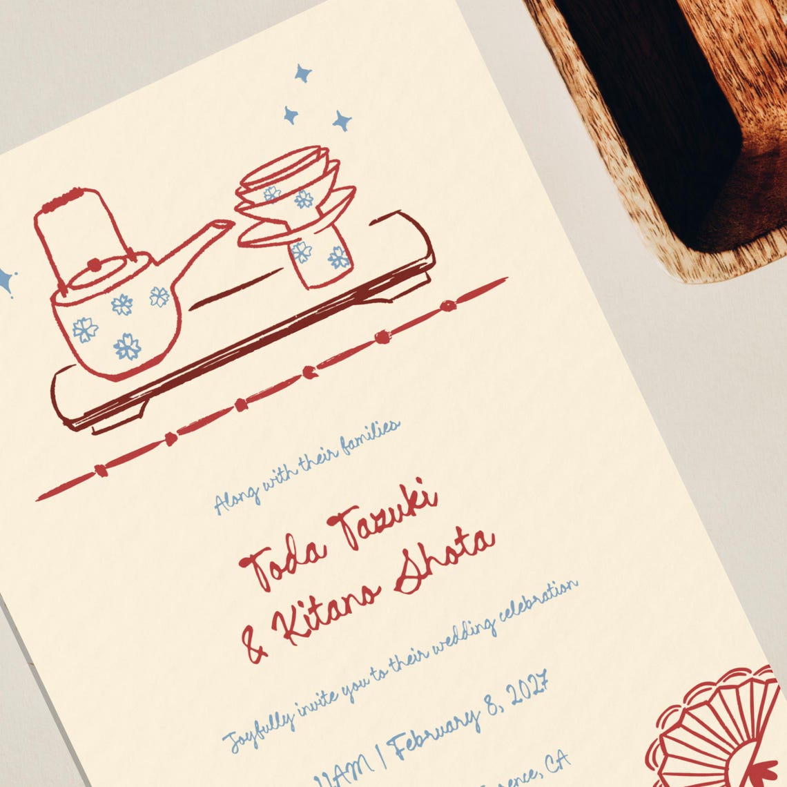 Japan Inspired WEDDING INVITATION Template Hand Drawn Japanese ...