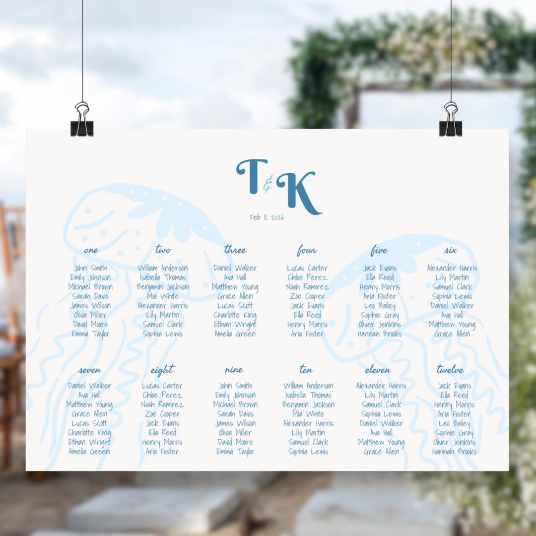 Beach Wedding Seating Chart Sign Template Fully Editable Template ...