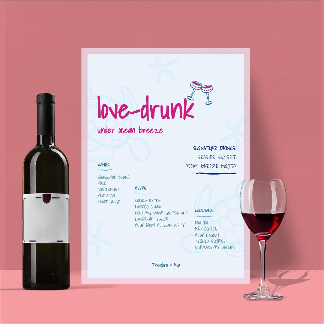 Bar Menu Template Drinks Menu Template Fully Editable Template Sea ...