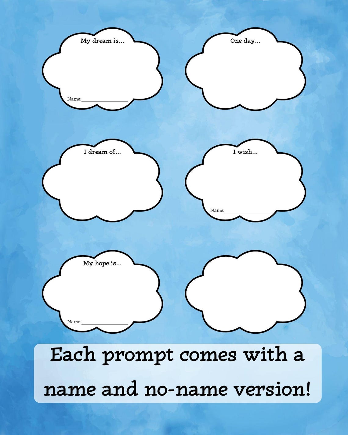 MLK Day Dream Cloud Writing Activity • I Have a Dream Printable ...