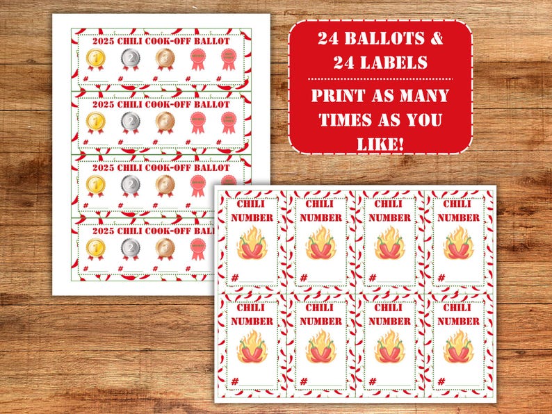 2025 Chili Cook-off Kit Printable, Chili Cook off Labels, Ballots ...