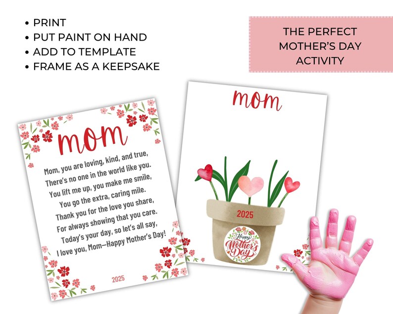 Mother's Day Handprint Craft and Poem Printable, 2025 Mother's Day ...