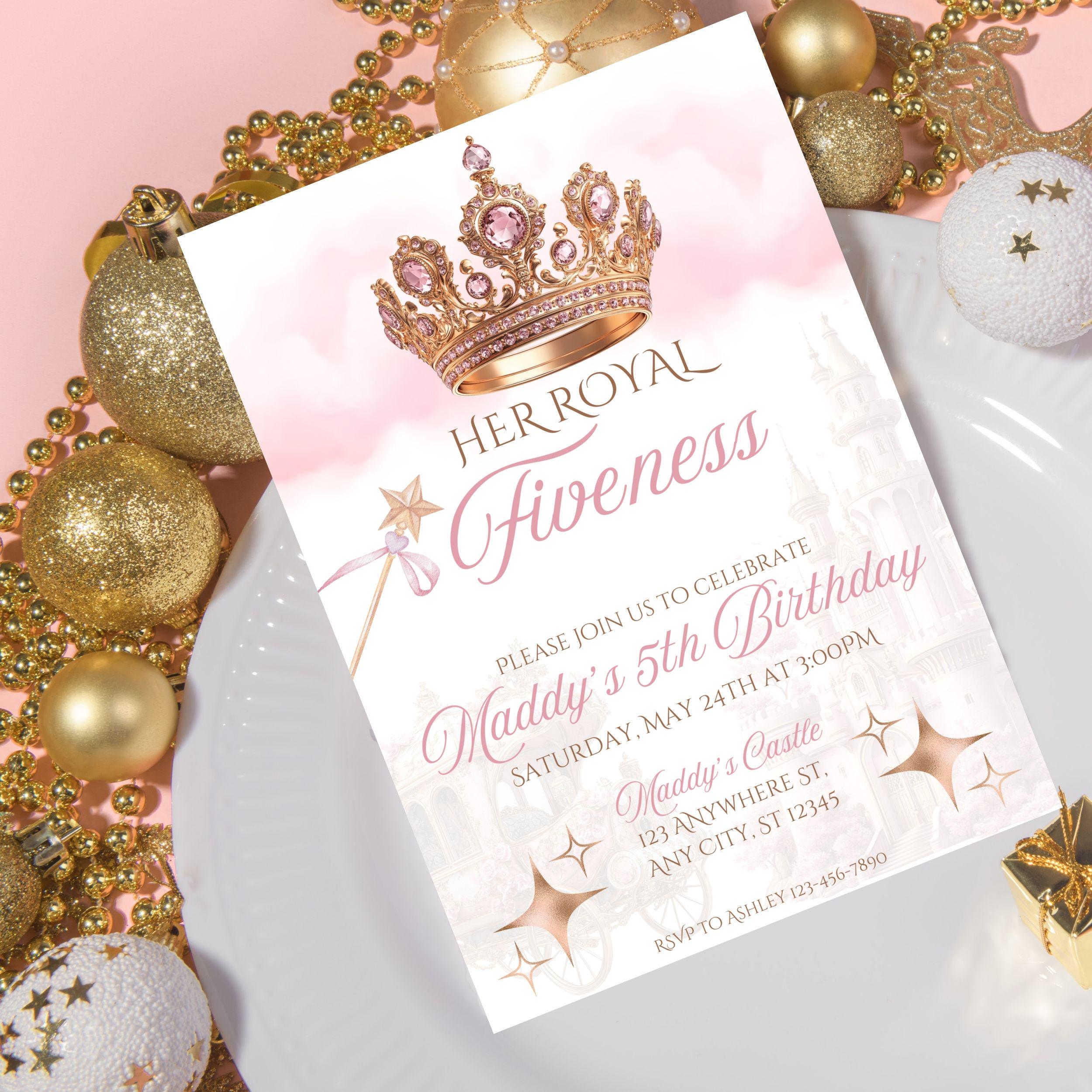 Editable Her Royal Fiveness Birthday Invitation Printable, Princess ...