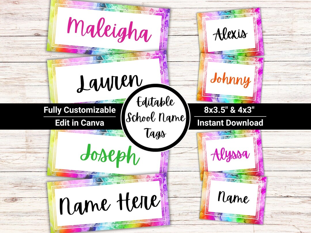 Editable Classroom Name Tags, Printable School Name Tags, Elementary ...