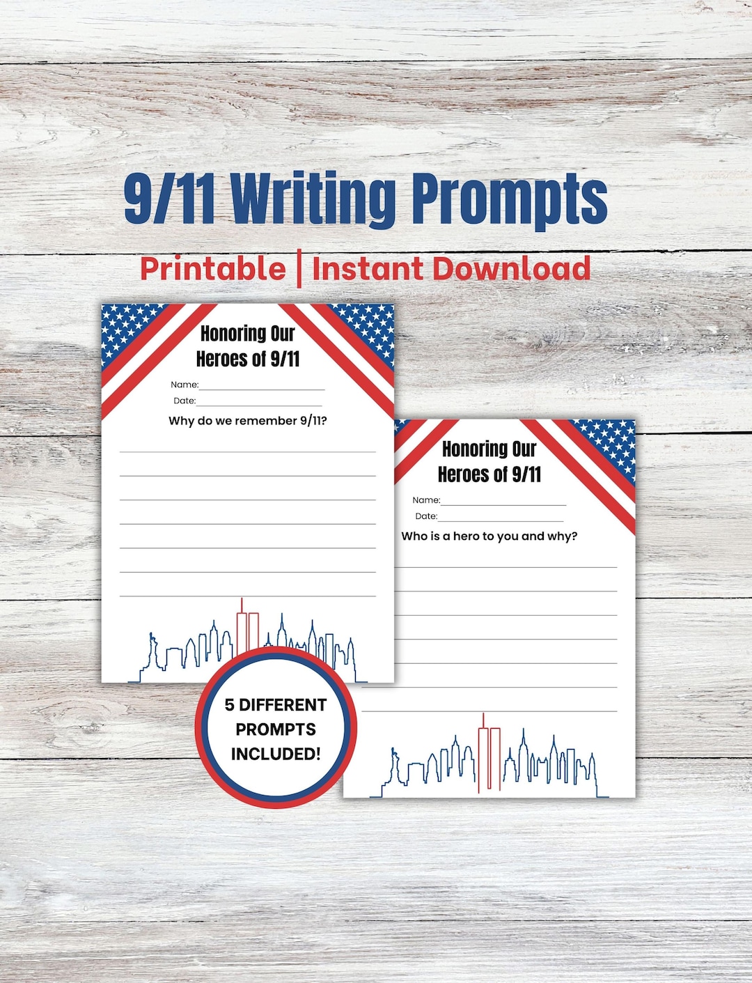 9/11 Writing Prompts Printable | Patriot Day Printable Worksheets ...