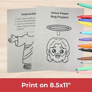 Jesus Paper Bag Puppet, Printable Craft, Paper Bag Puppet Bible Lesson ...