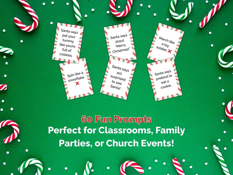Santa Says Game Printable, Christmas Game, Christmas Party Activity ...