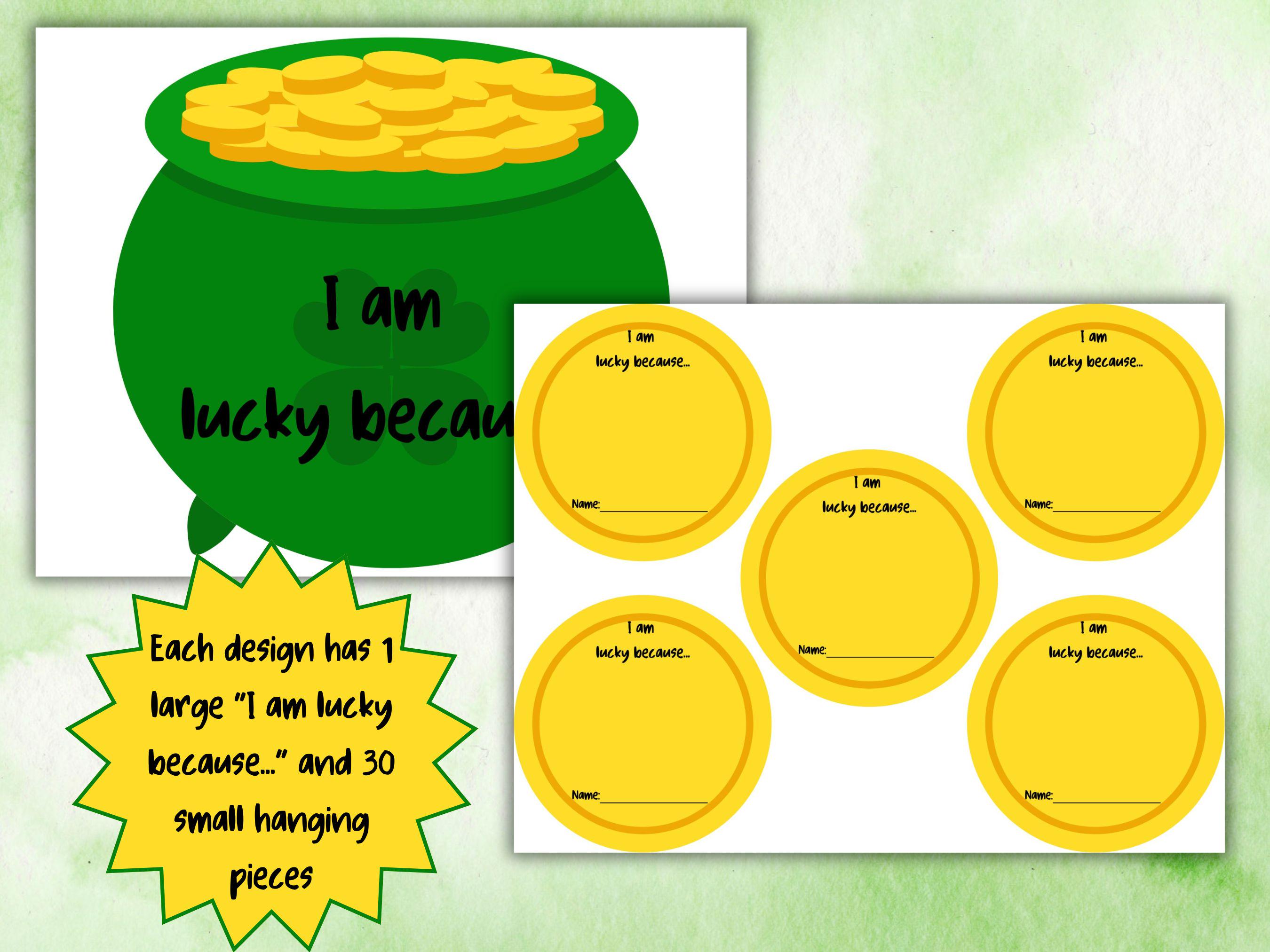 St. Patrick's Day Craft Printable, Hanging I Am Lucky Craft for St ...