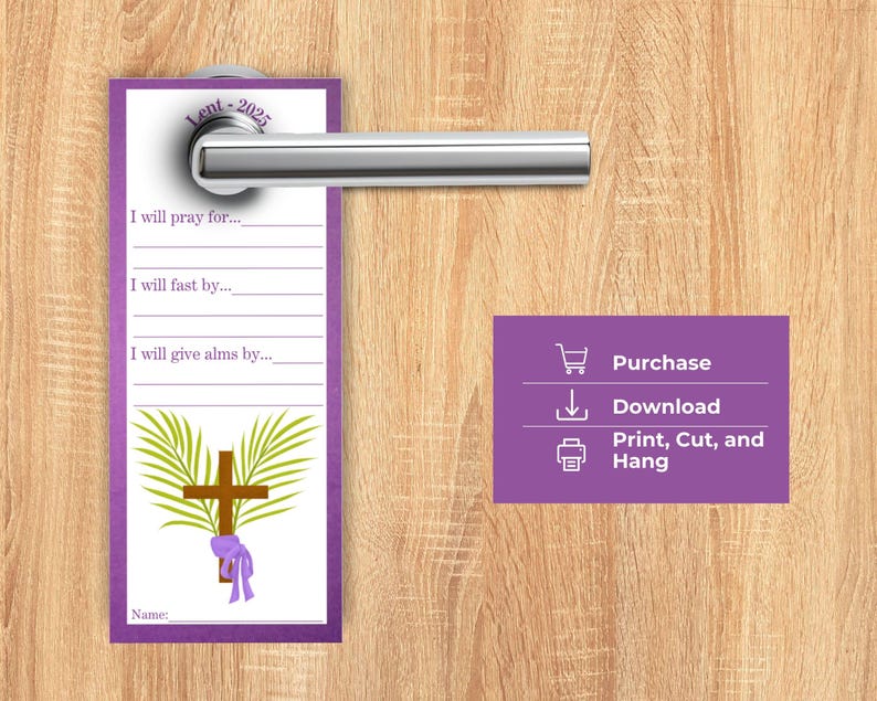 Lent Door Hanger Printable, Printable Door Hanger, Lent Gentle Daily ...