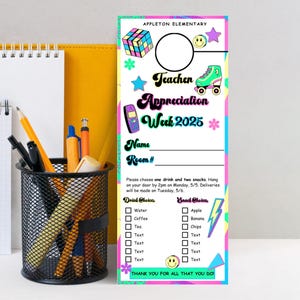 90s Theme Editable Teacher Appreciation Week Door Hangers, Retro ...