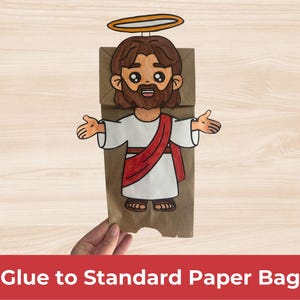 Jesus Paper Bag Puppet, Printable Craft, Paper Bag Puppet Bible Lesson ...