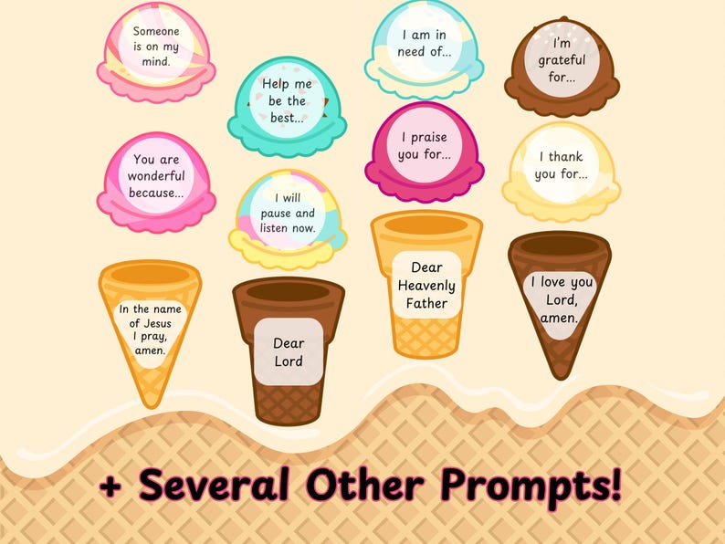 Ice Cream Kids Prayer Activity Printable, Bible Based Prayer Prompts ...
