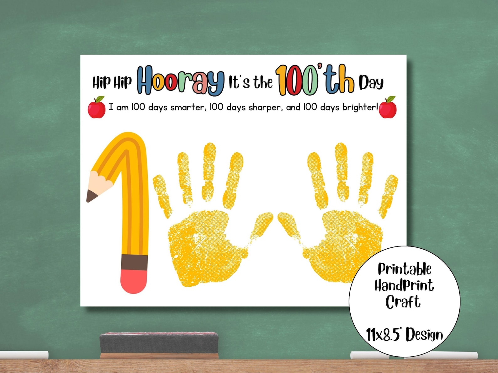 100th Day of School Handprint Craft, 100 Days of School Handprint Art ...