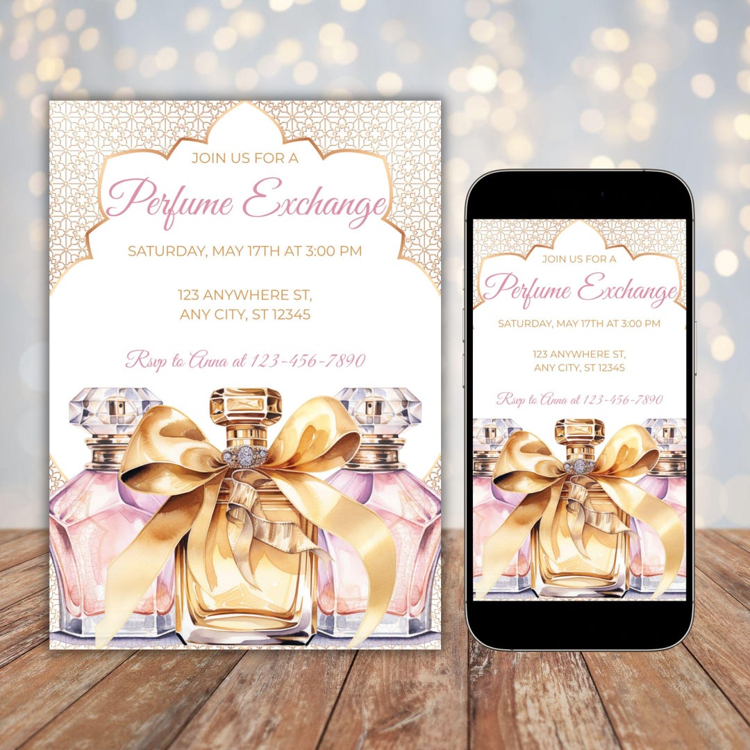 Editable Perfume Exchange Invitation Templates, Printable and Digital ...