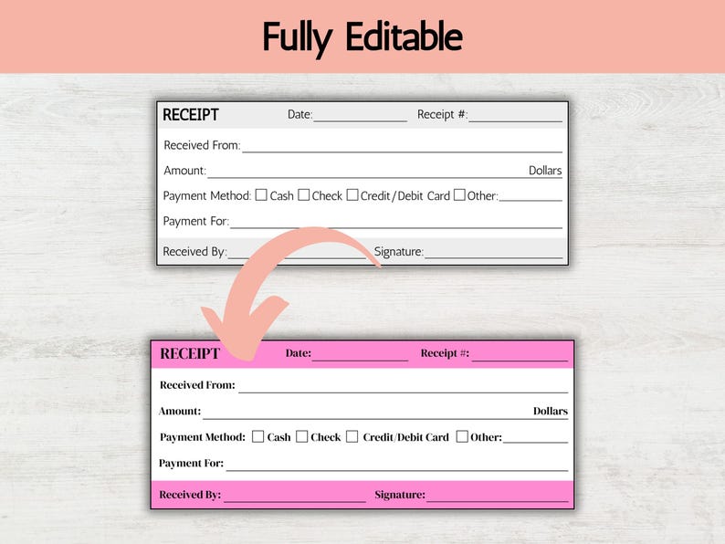 Editable Receipt Template, Printable Receipts, Simple Receipt, Rent Receipt, Small Business ...