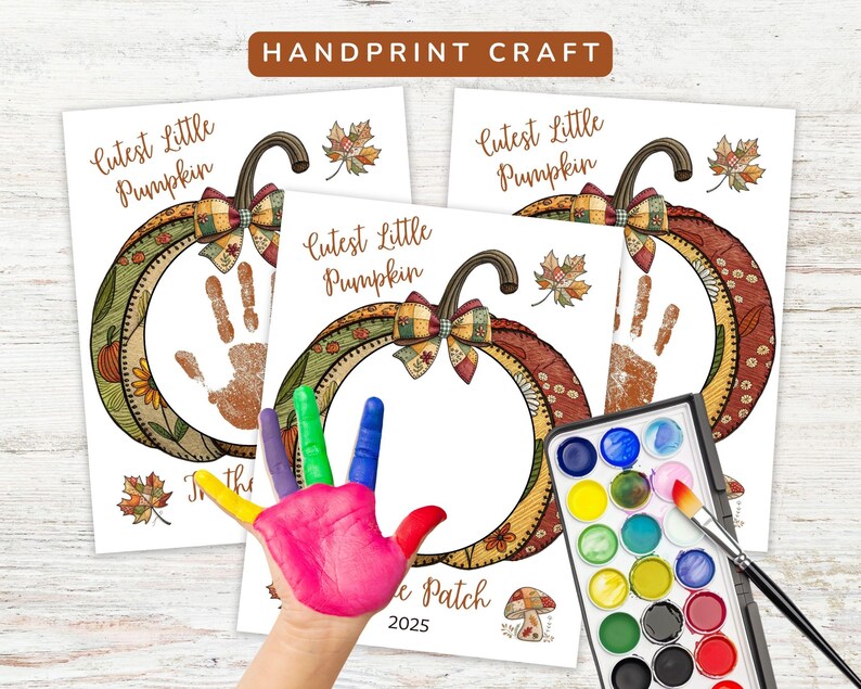 Pumpkin Handprint Craft Printable, Cutest Pumpkin in the Patch, Fall ...
